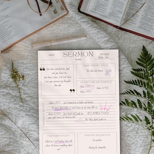 Digital Sermon Note Template Printable Sermon Note Journal Sermon Note ...