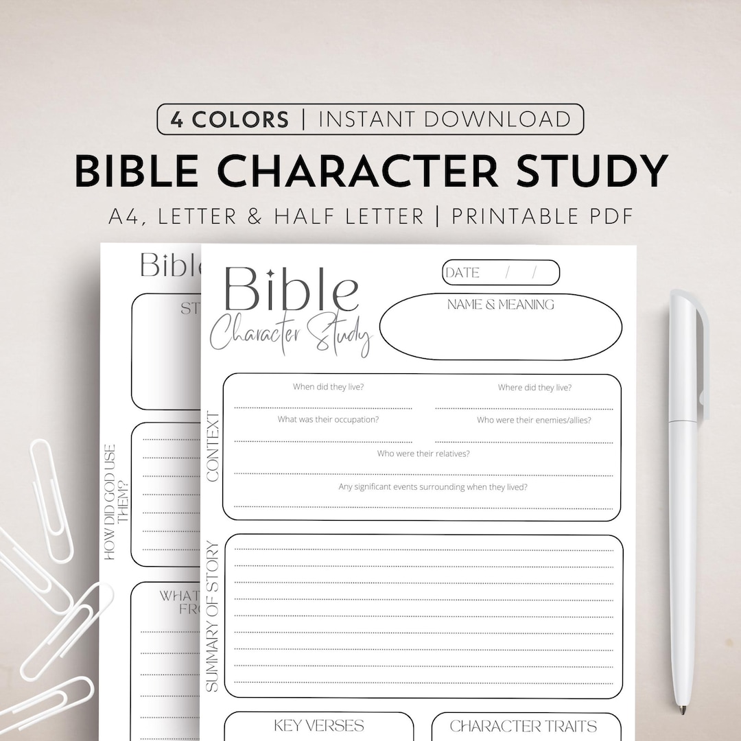 Character Bible Study Template Printable Bible Study Notes Character ...