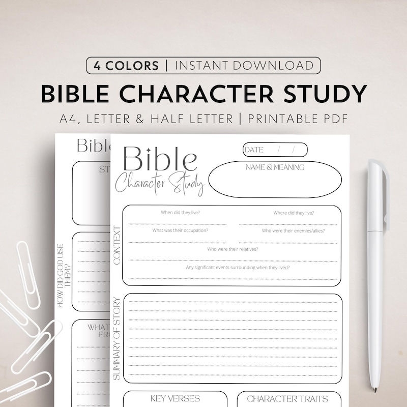 Bible Characters Study Sheets - Etsy