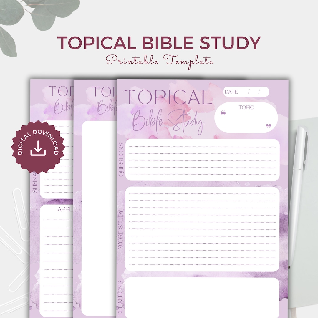 Printable Topical Bible Study Template Bible Word Study Digital ...