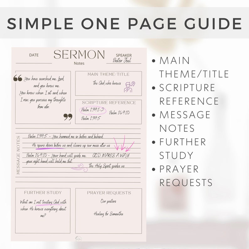 Digital Sermon Note Template Printable Sermon Note Journal Sermon Note ...