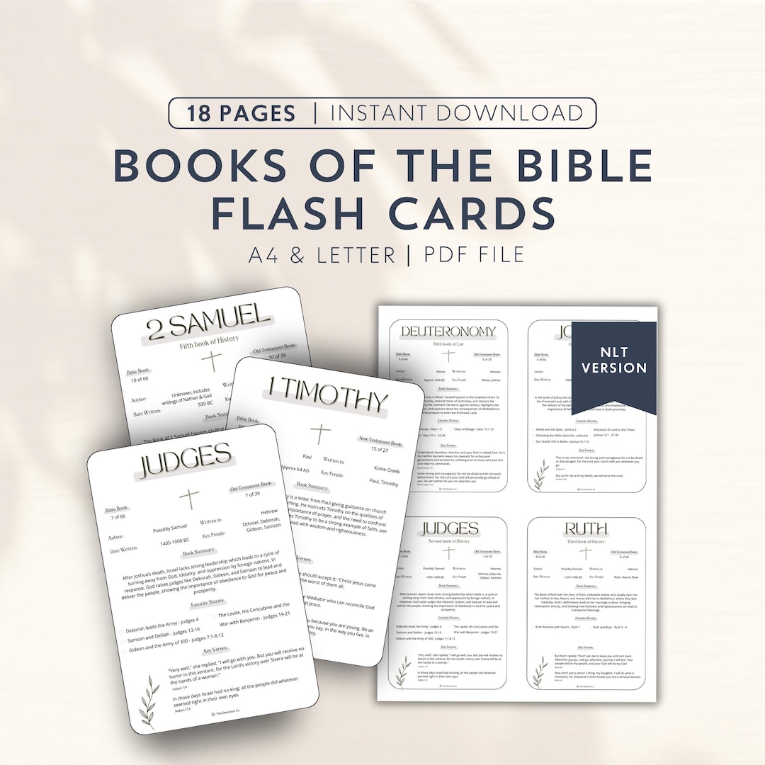 Printable Bible Flashcard Bible Book Study Notes Bible Review Books of ...