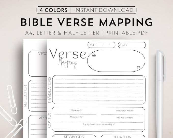 Verse Mapping Journal Printable I Bible Mapping Planner Printable I ...