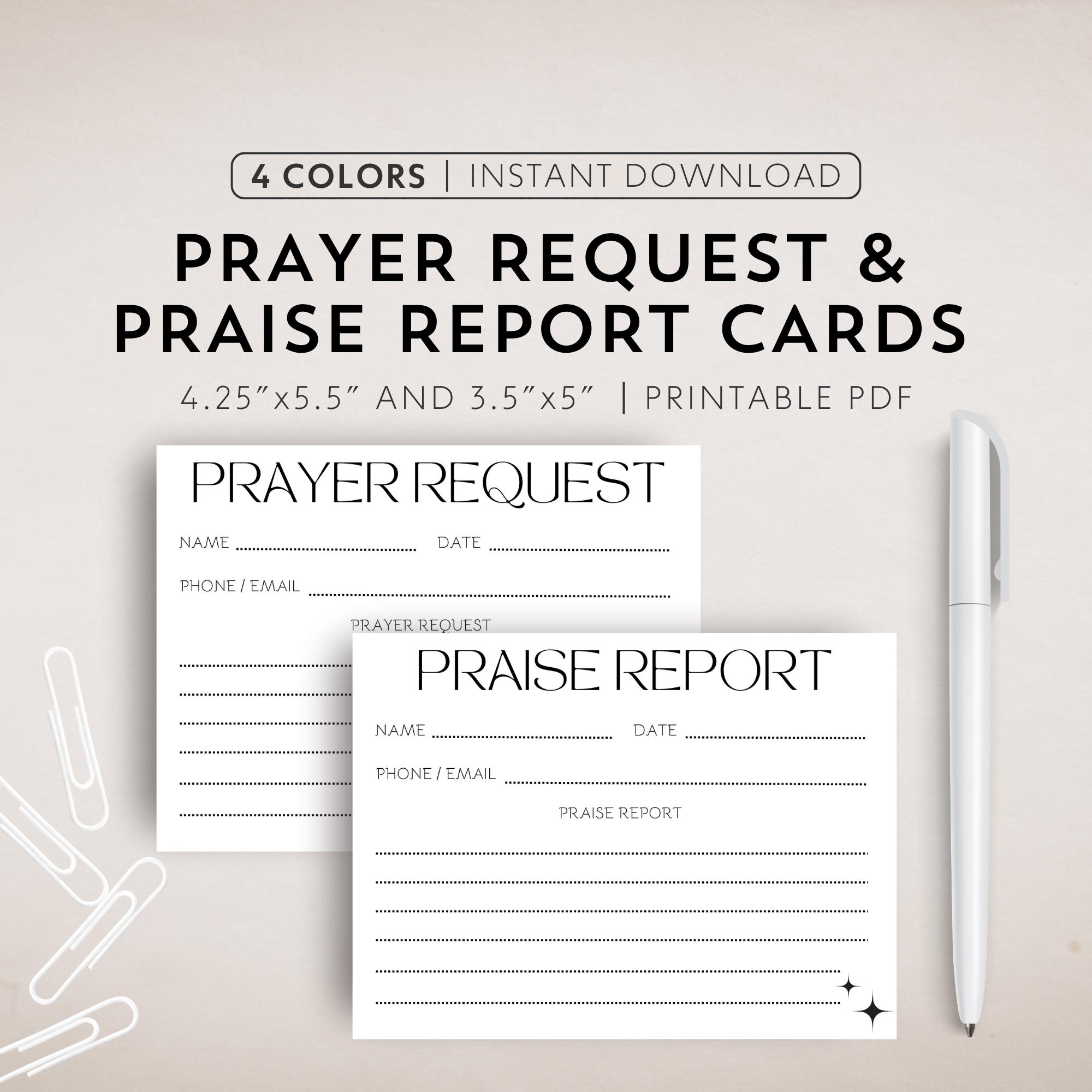 Printable Prayer Request Cards Praise Report Card Printable Church ...