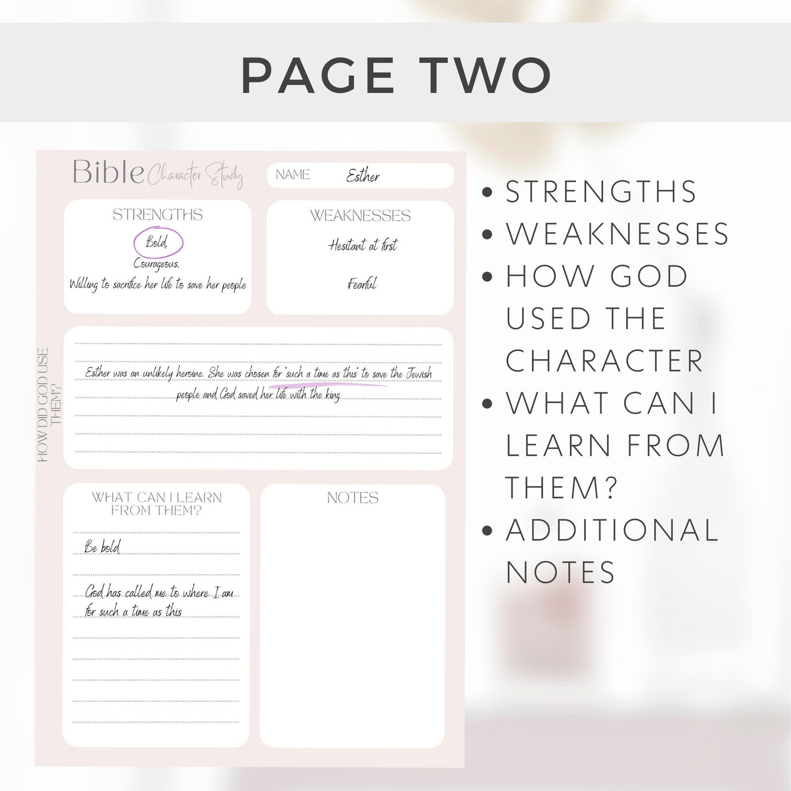 Character Bible Study Template Printable Bible Study Notes - Etsy