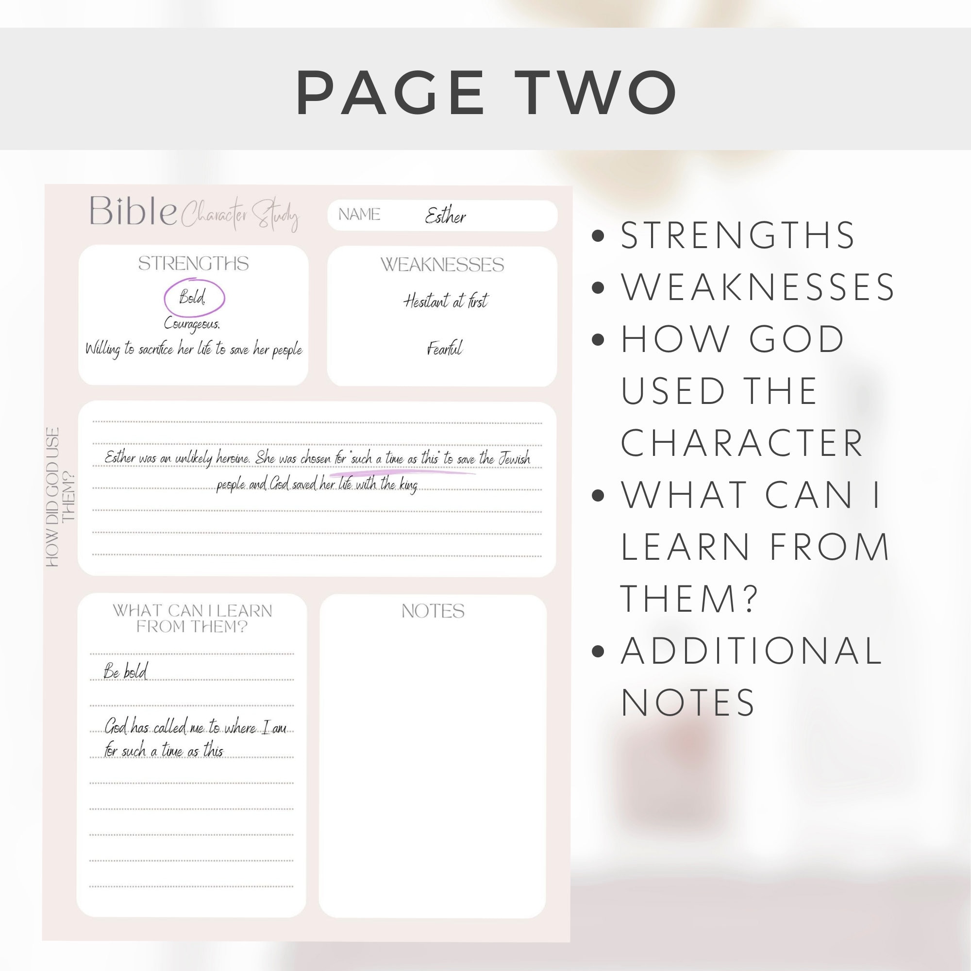 Character Bible Study Template Printable Bible Study Notes - Etsy