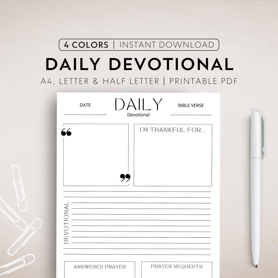 Daily Devotional Journal Printable Bible Reading Template Everyday ...