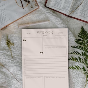 Sermón Notas Printable Spanish Sermon Note Template Church Note Taking ...