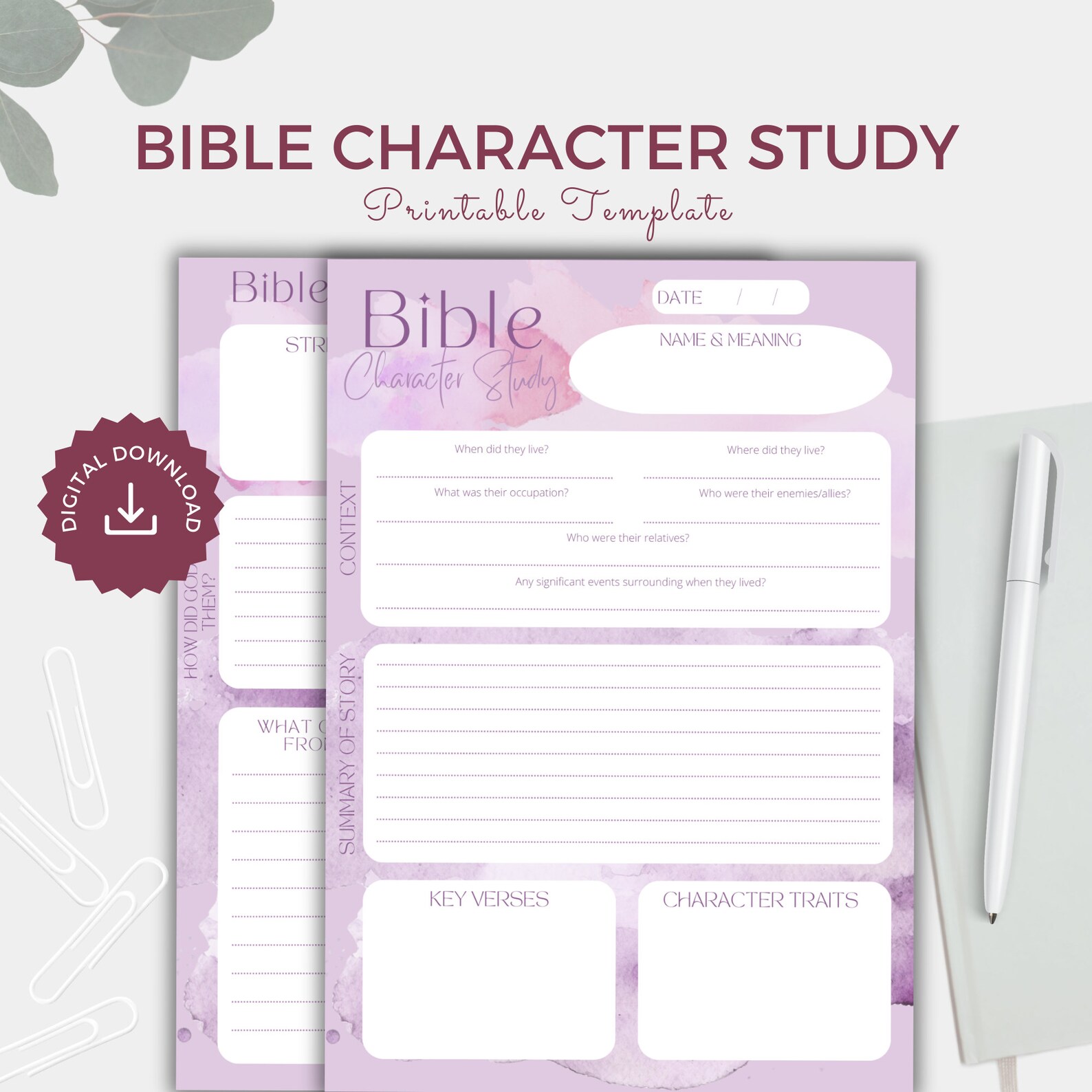 Bible Character Study Template Printable New Believer Bible Journaling ...