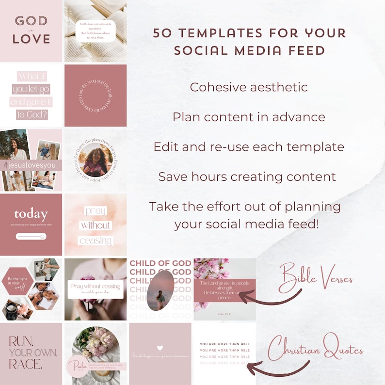 Christian Girl Instagram Template for Church Social Medium Canva ...