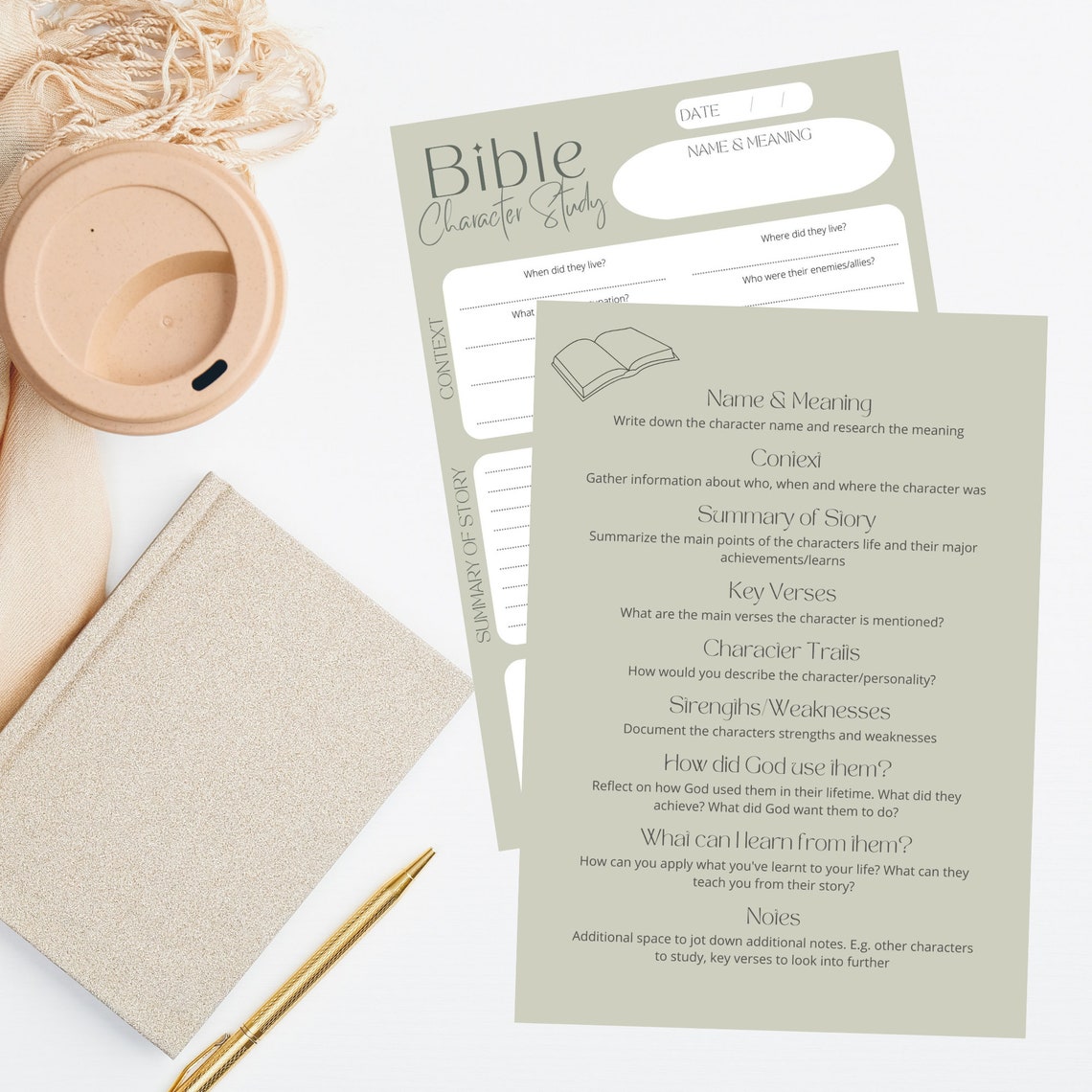 Character Bible Study Template Printable Bible Study Notes Character ...