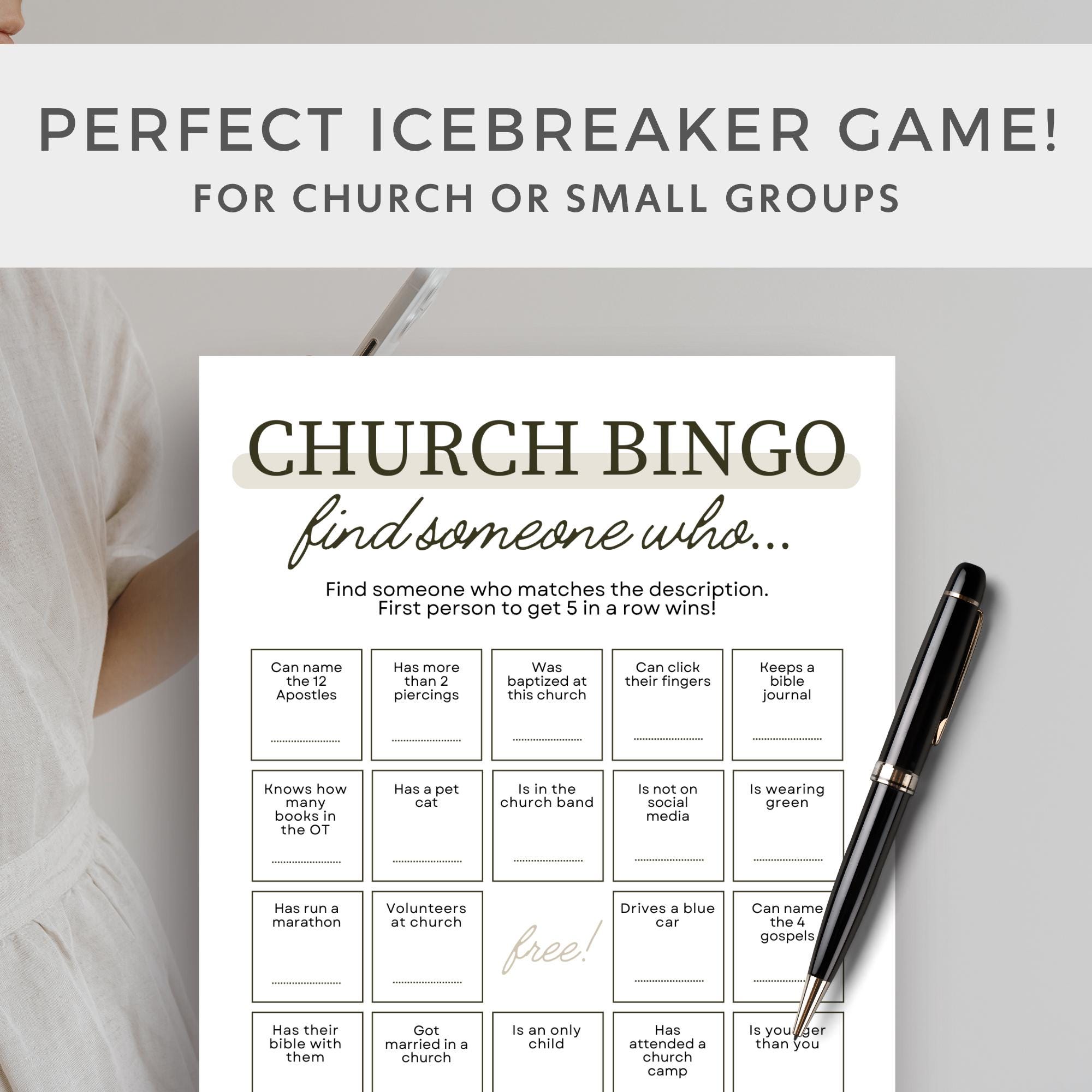 Printable Church Game Bingo Christian Icebreaker Card Find Someone Who ...