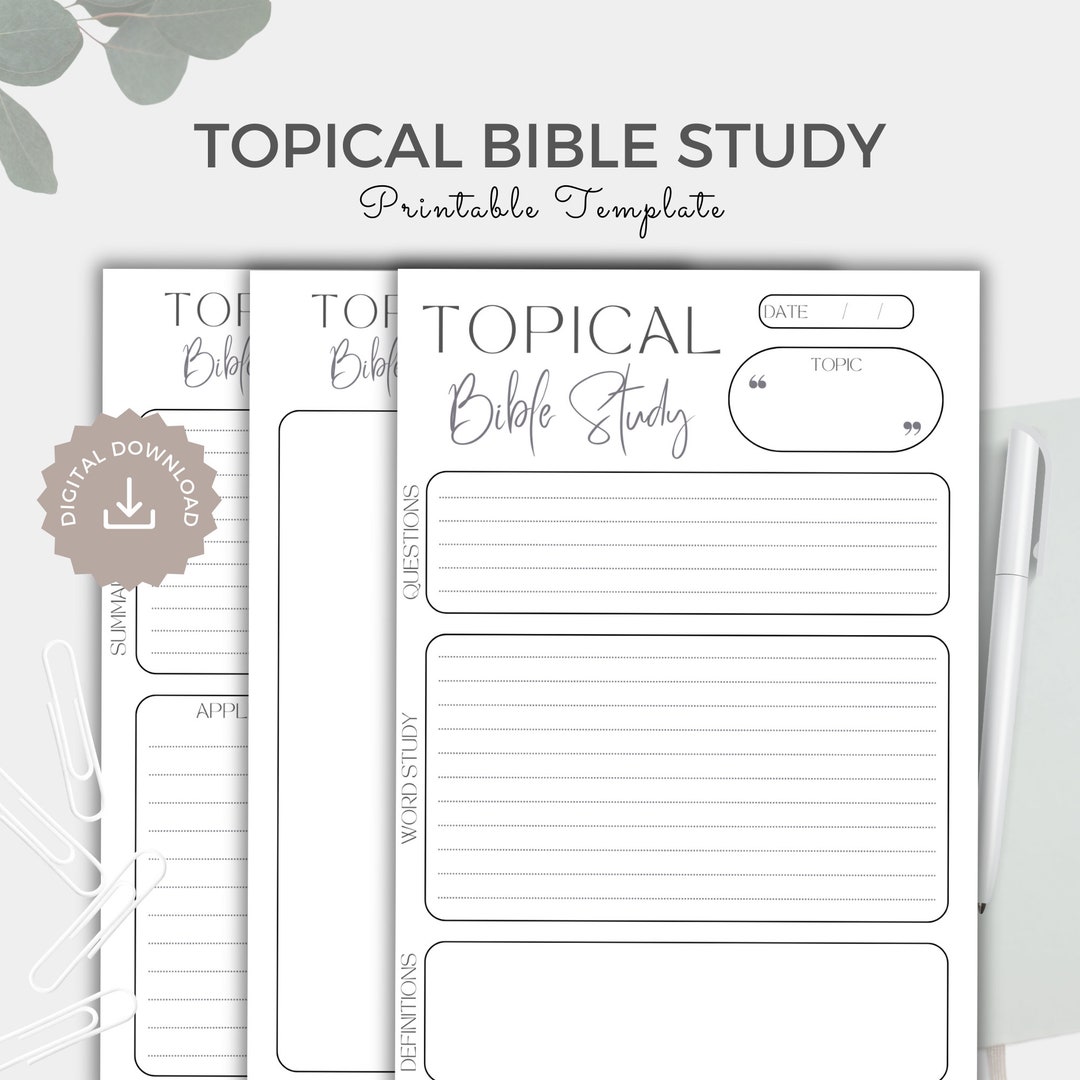 Topical Bible Study Printable Bible Subject Study Digital - Etsy
