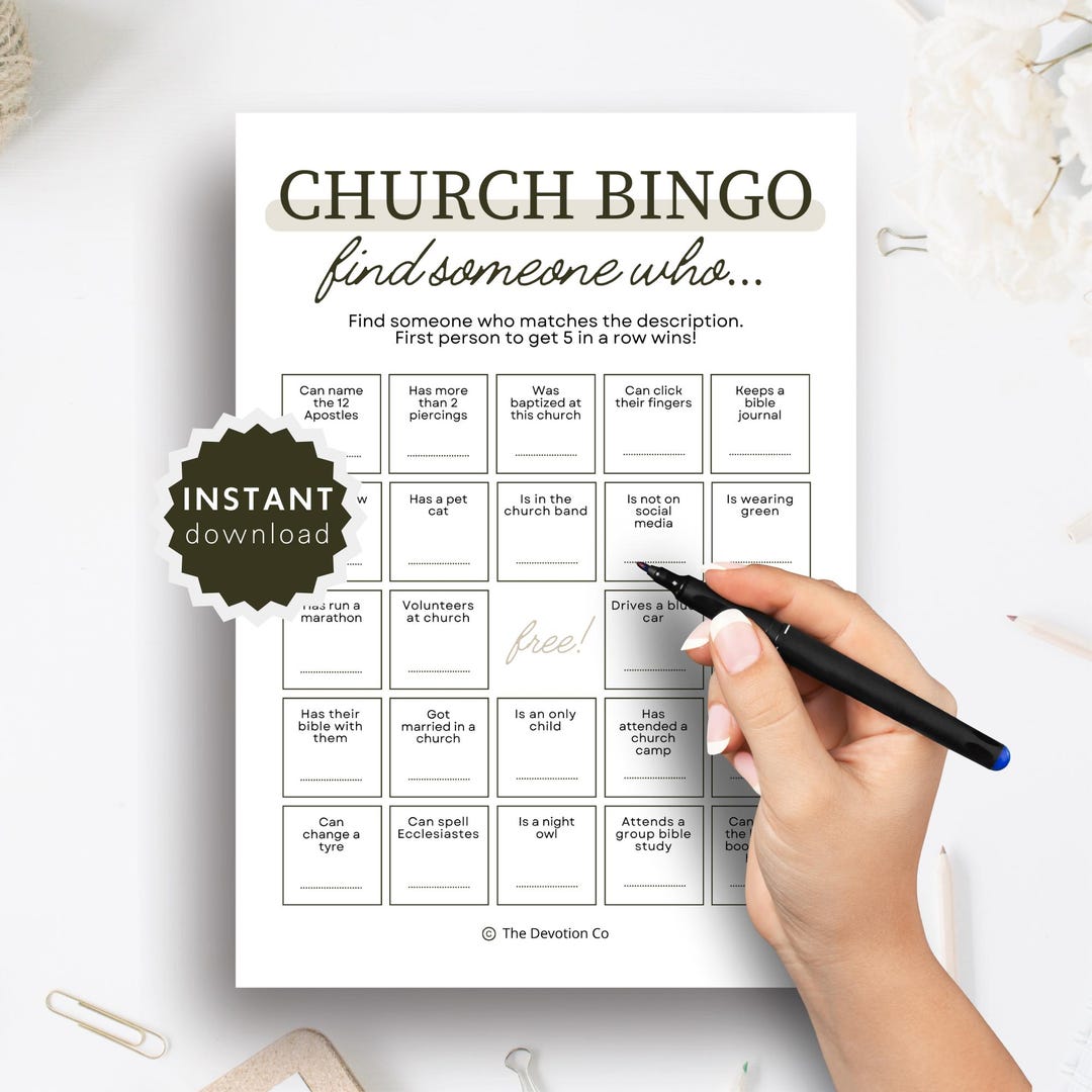 Printable Church Game Bingo Christian Icebreaker Card Find Someone Who ...