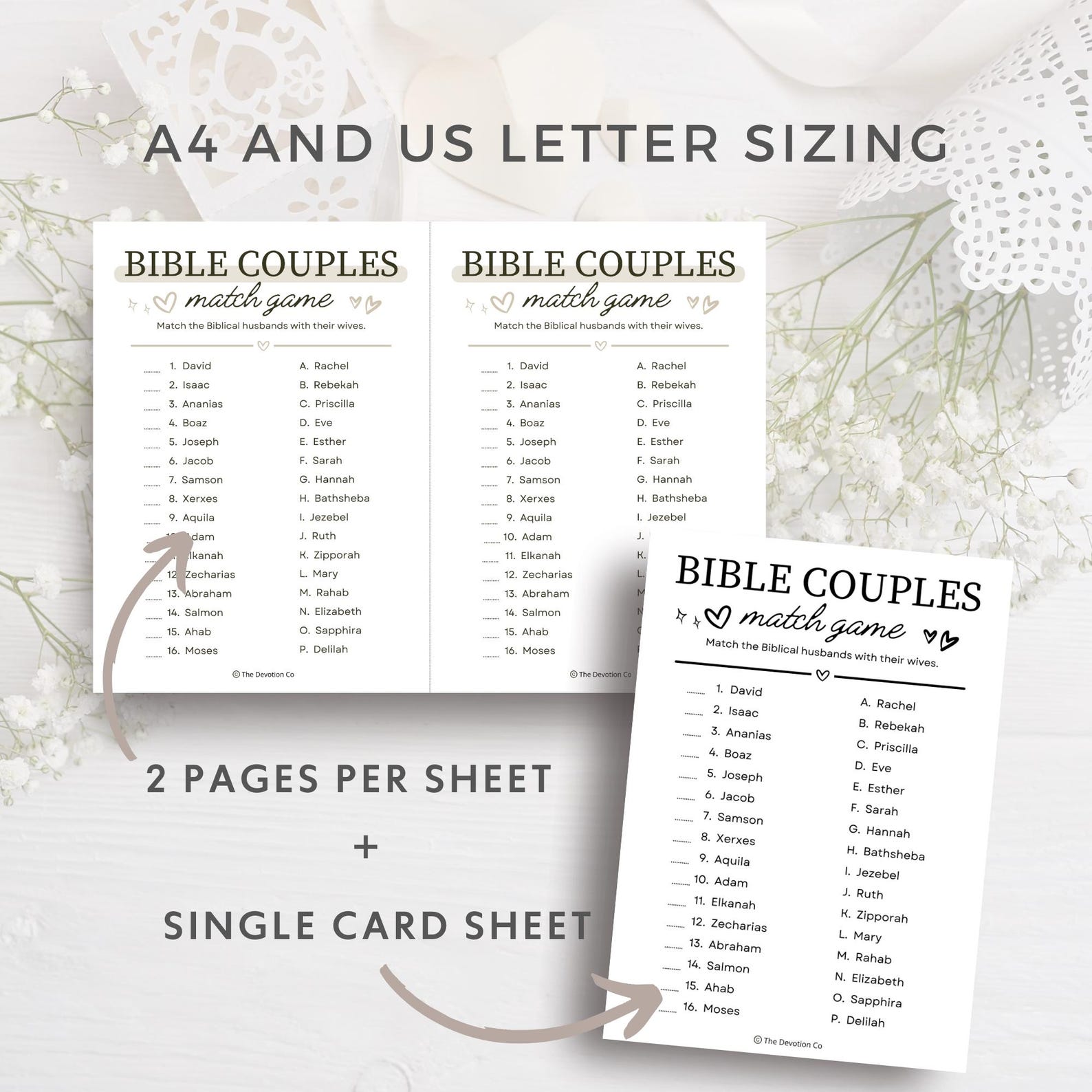 Christian Party Games Printable Bible Couples Match Game Church ...