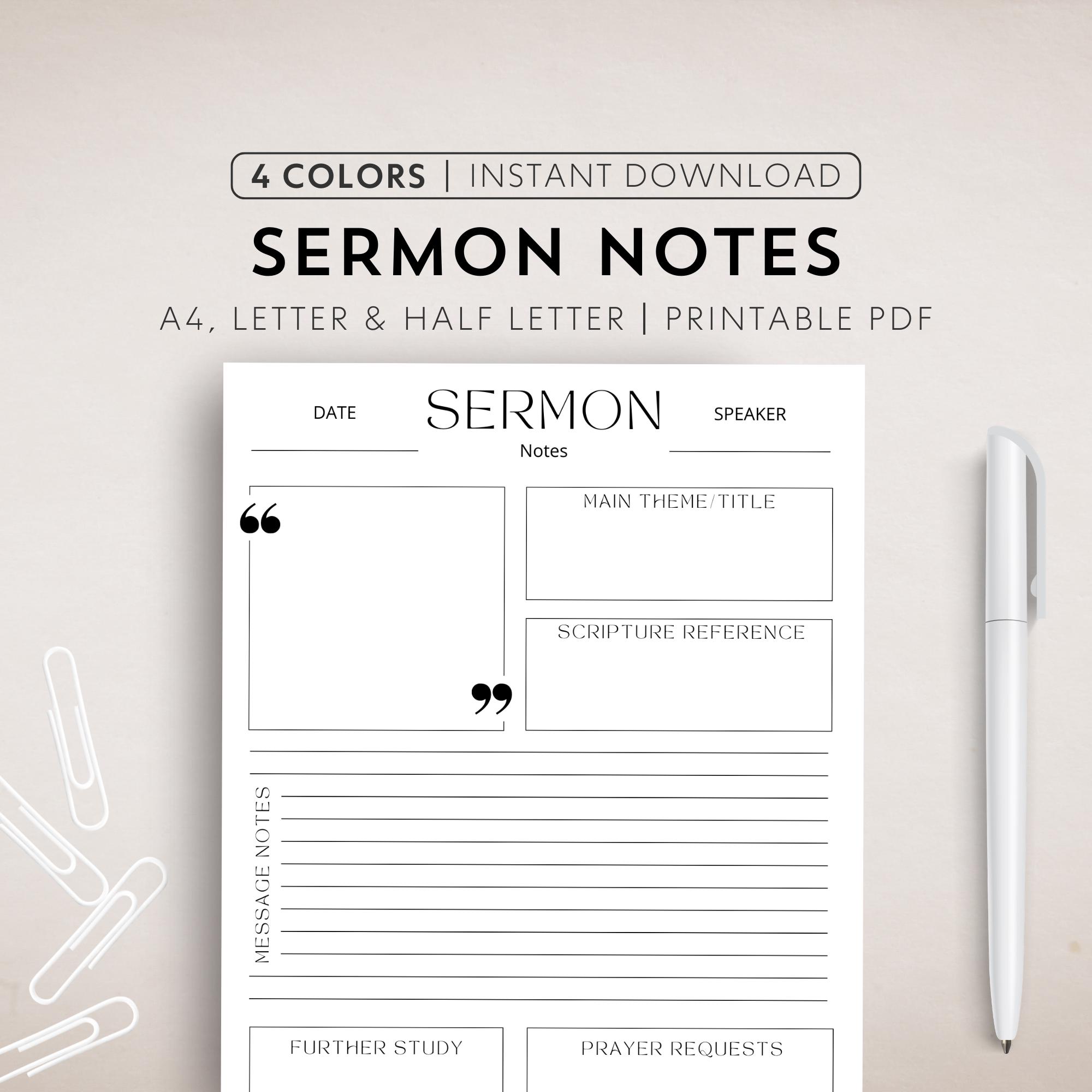 Sermon Manuscript Format Free Printable: Spring Sermon Notes Binder