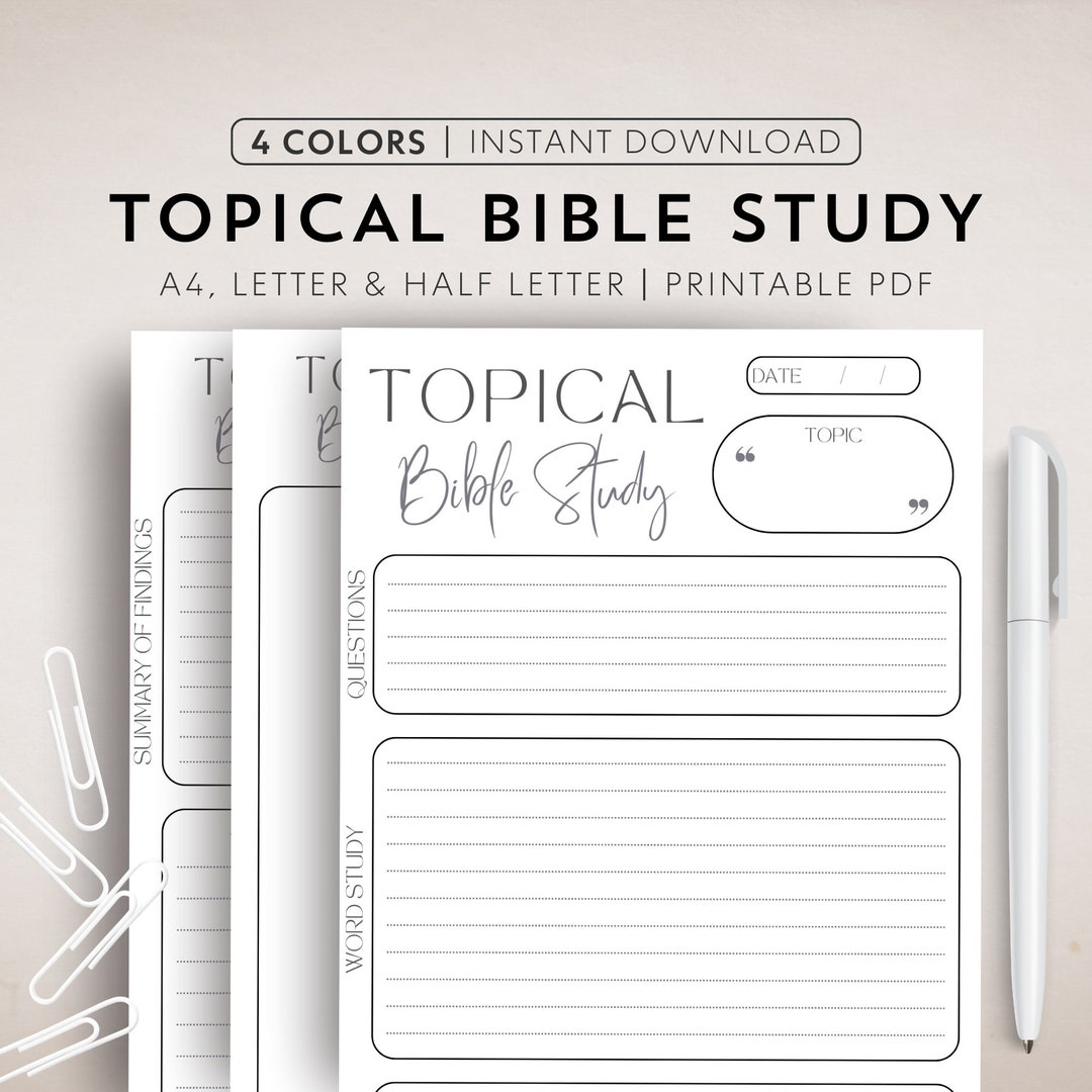 Topical Bible Study Printable Bible Subject Study Digital Template ...