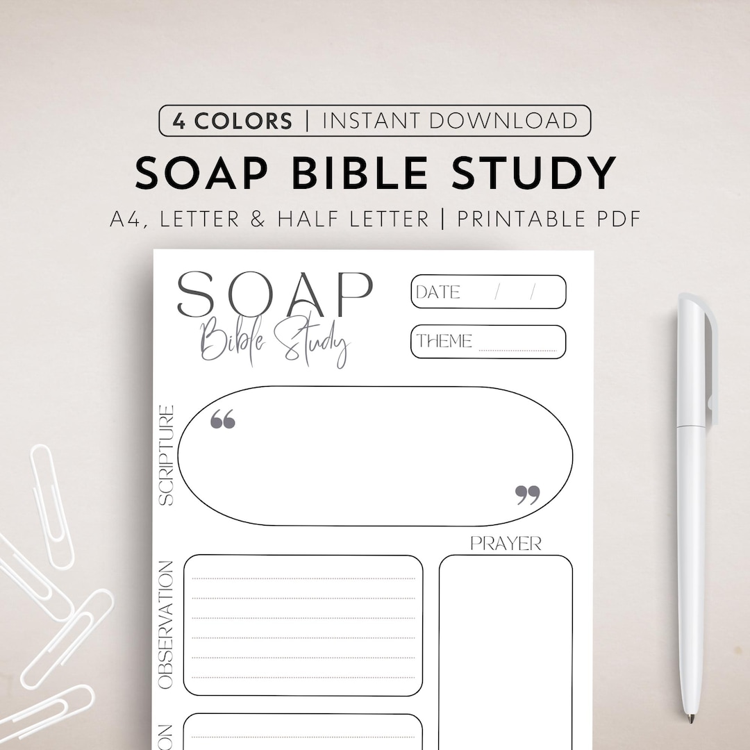 SOAP Bible Study Printable Christian SOAP Template Digital Bible Study ...