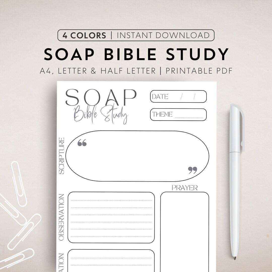 SOAP Bible Study Printable Christian SOAP Template Digital Bible Study ...