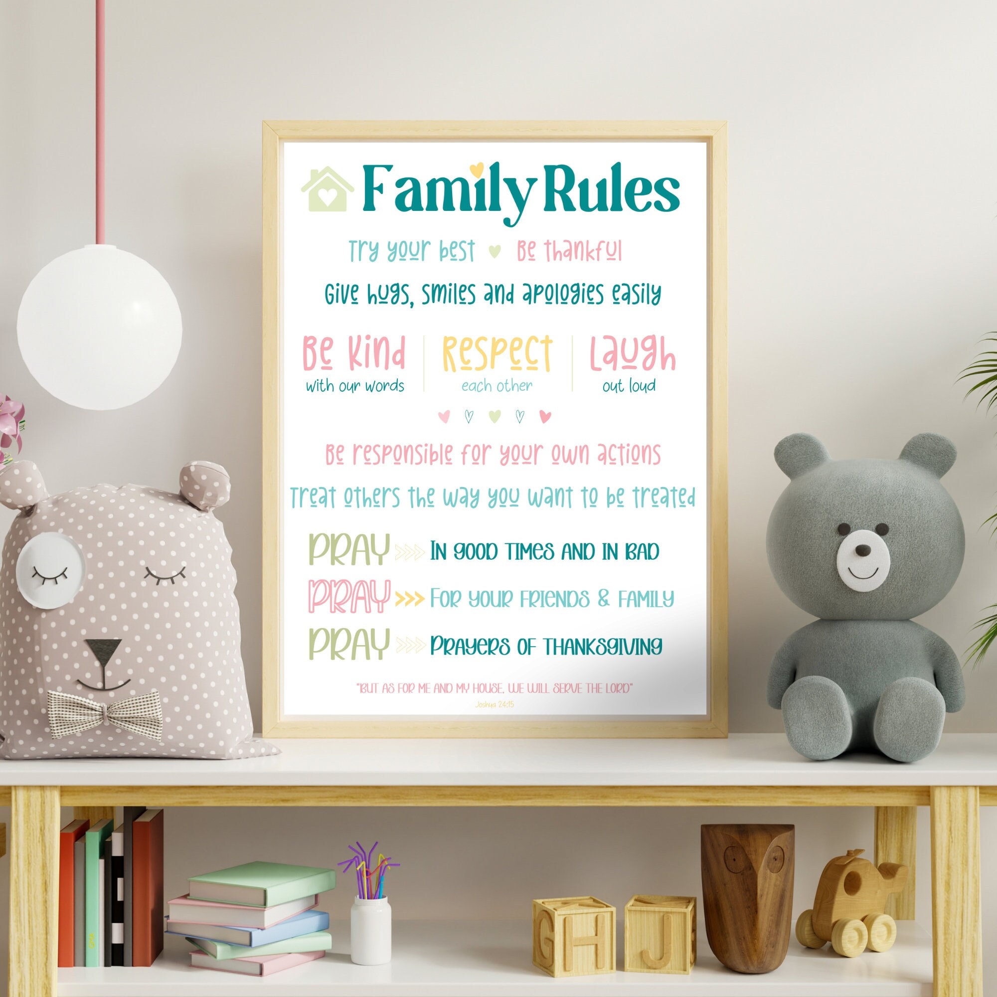 Printable Family Rules Playroom Modern Wall Art Kids Behavior Poster ...