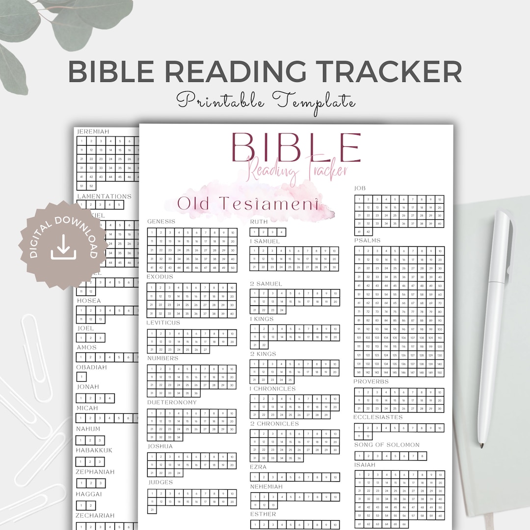 Bible Reading Tracker Printable Bible in a Year Reading Plan Bible Book ...