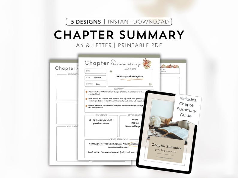 Bible Chapter Notes Printable Bible Study Template Chapter Summary ...