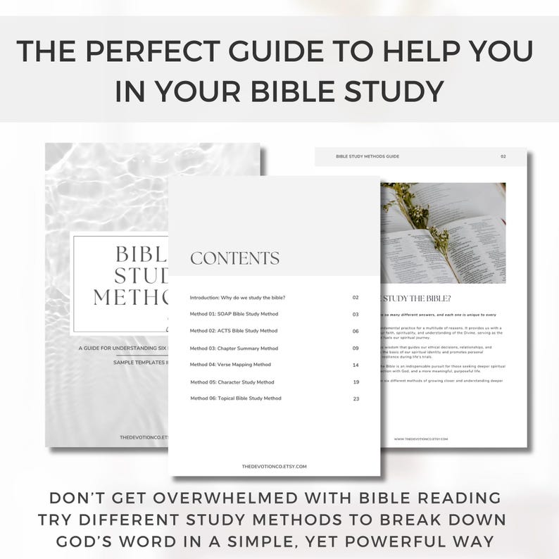 Bible Study Methods Printable Reference Guide for Devotions How to Study Scripture Bible Reading ...