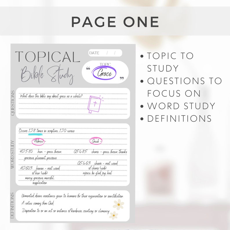 Topical Bible Study Printable Bible Subject Study Digital Template ...
