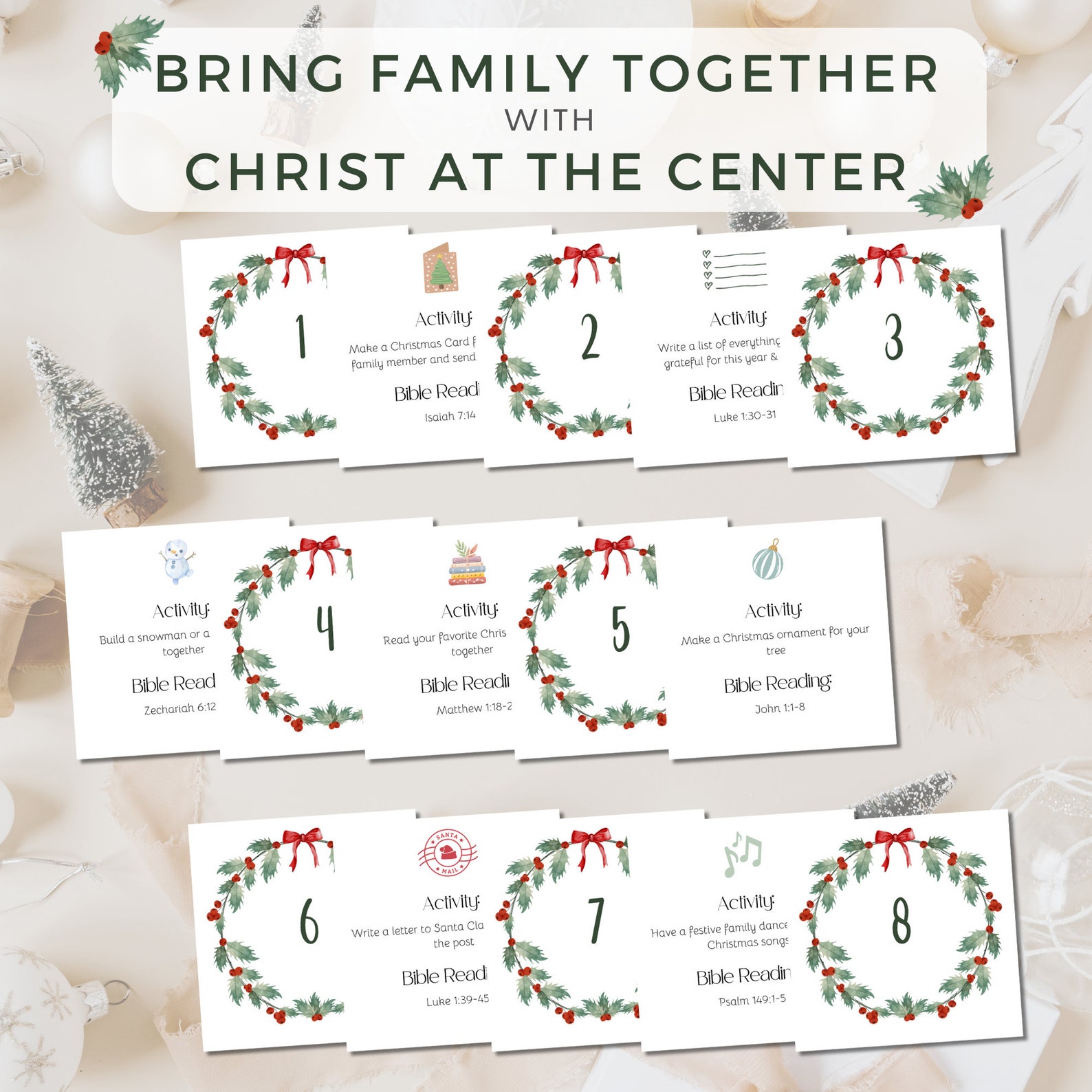 Christmas Advent Activity Card Christmas Countdown Printable Advent ...