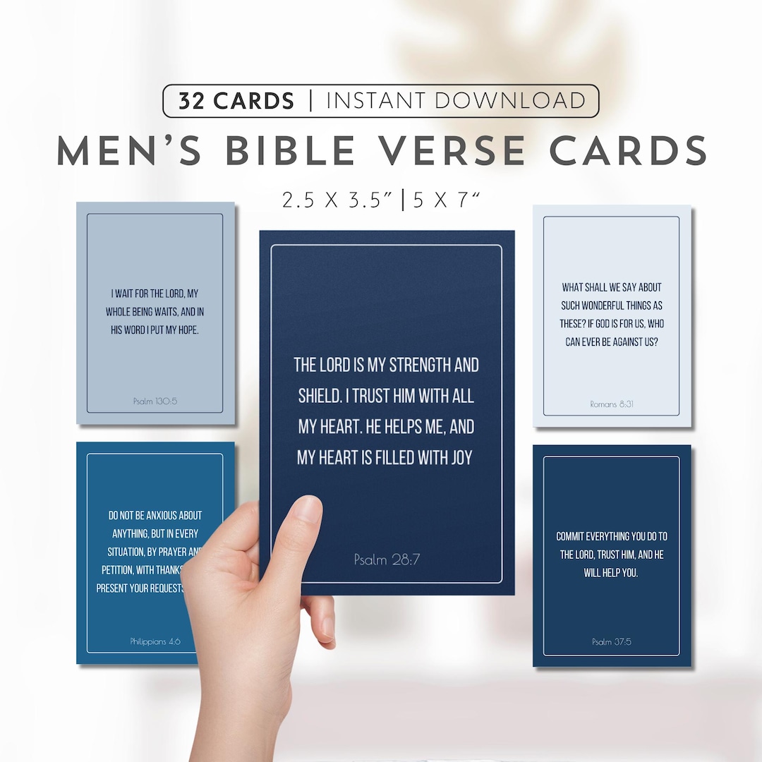 Mens Scripture Card Printable Bible Verse Card Male Daily Devotional ...