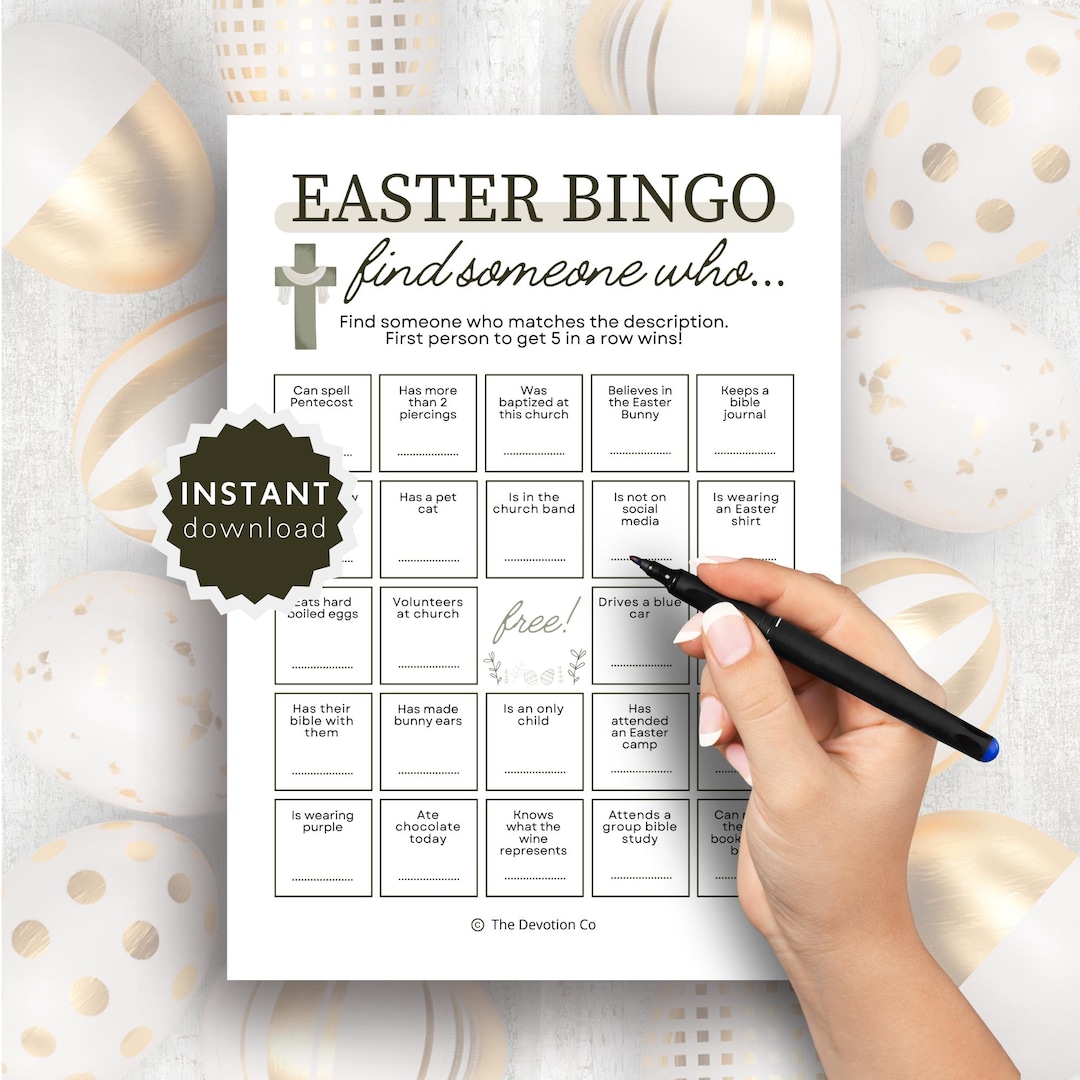 Printable Easter Bingo Church Activity Easter Find Someone Who Game ...