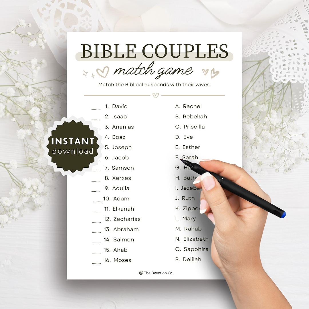 Christian Party Games Printable Bible Couples Match Game Church ...