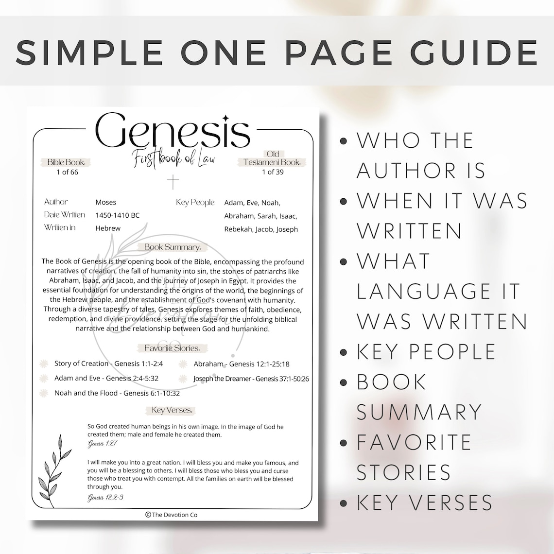 Bible Book Summary Printable Book Bible Summary Guide Bible - Etsy