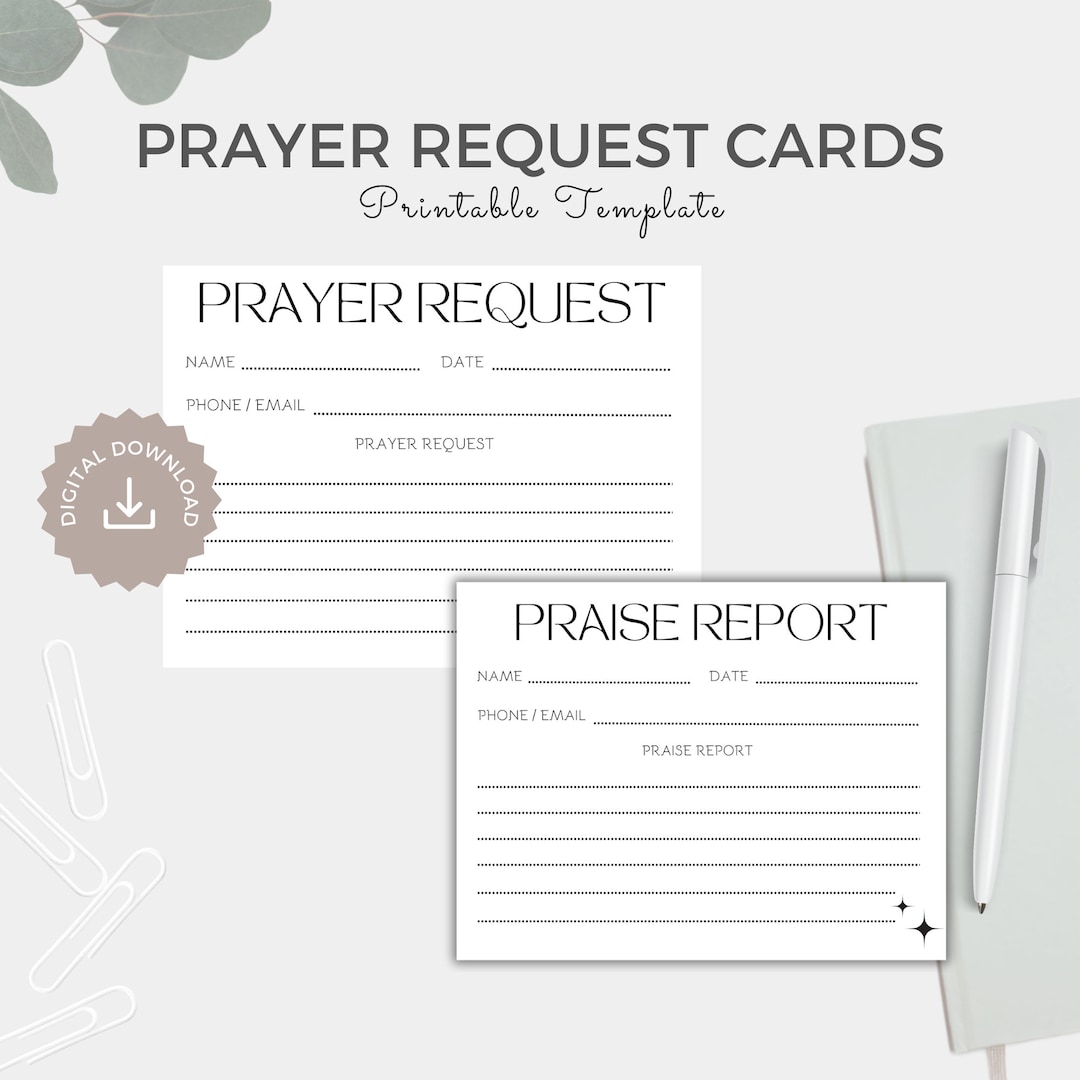Printable Prayer Request Cards Praise Report Card Printable - Etsy