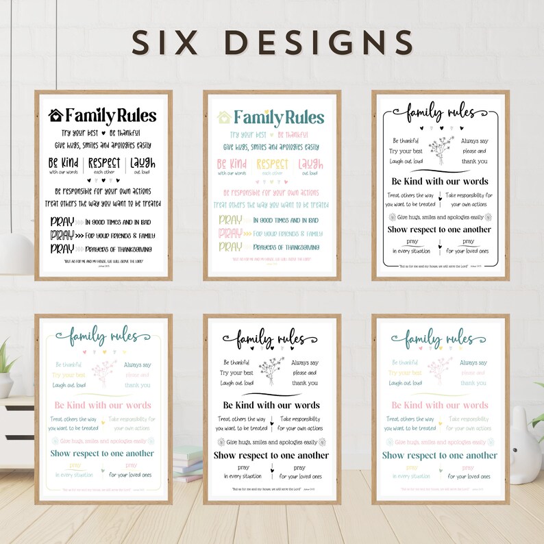 Printable Family Rules Playroom Modern Wall Art Kids Behavior Poster ...