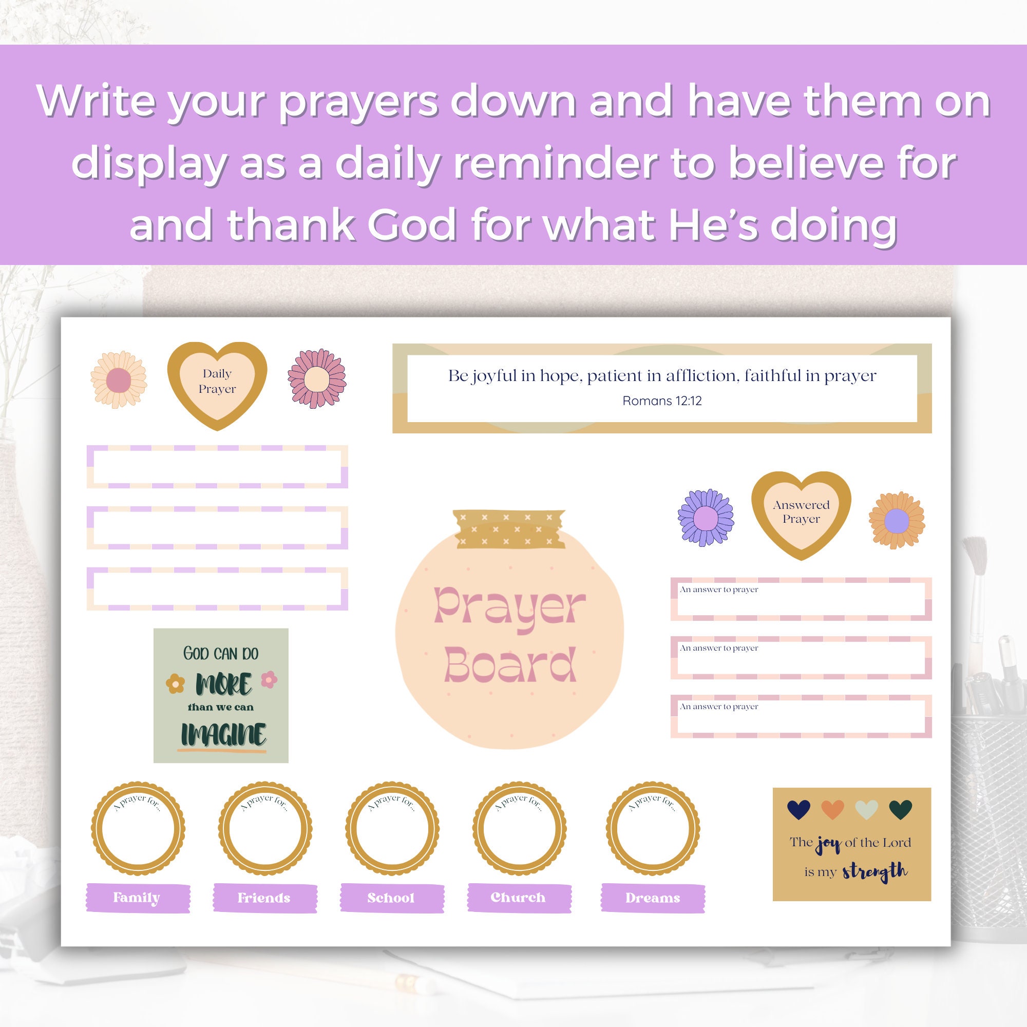 Printable Prayer Board Kit Wall Collage Christian PDF Prayer Mapping ...