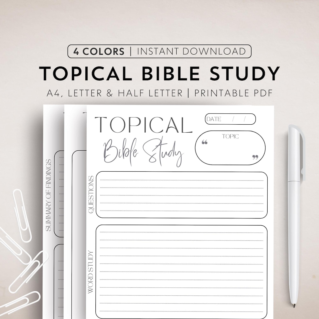Topical Bible Study Printable Bible Subject Study Digital Template ...