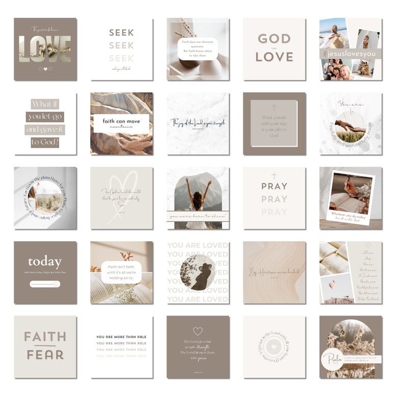 50 Christian Instagram Template Neutral Aesthetic Social Media Post ...