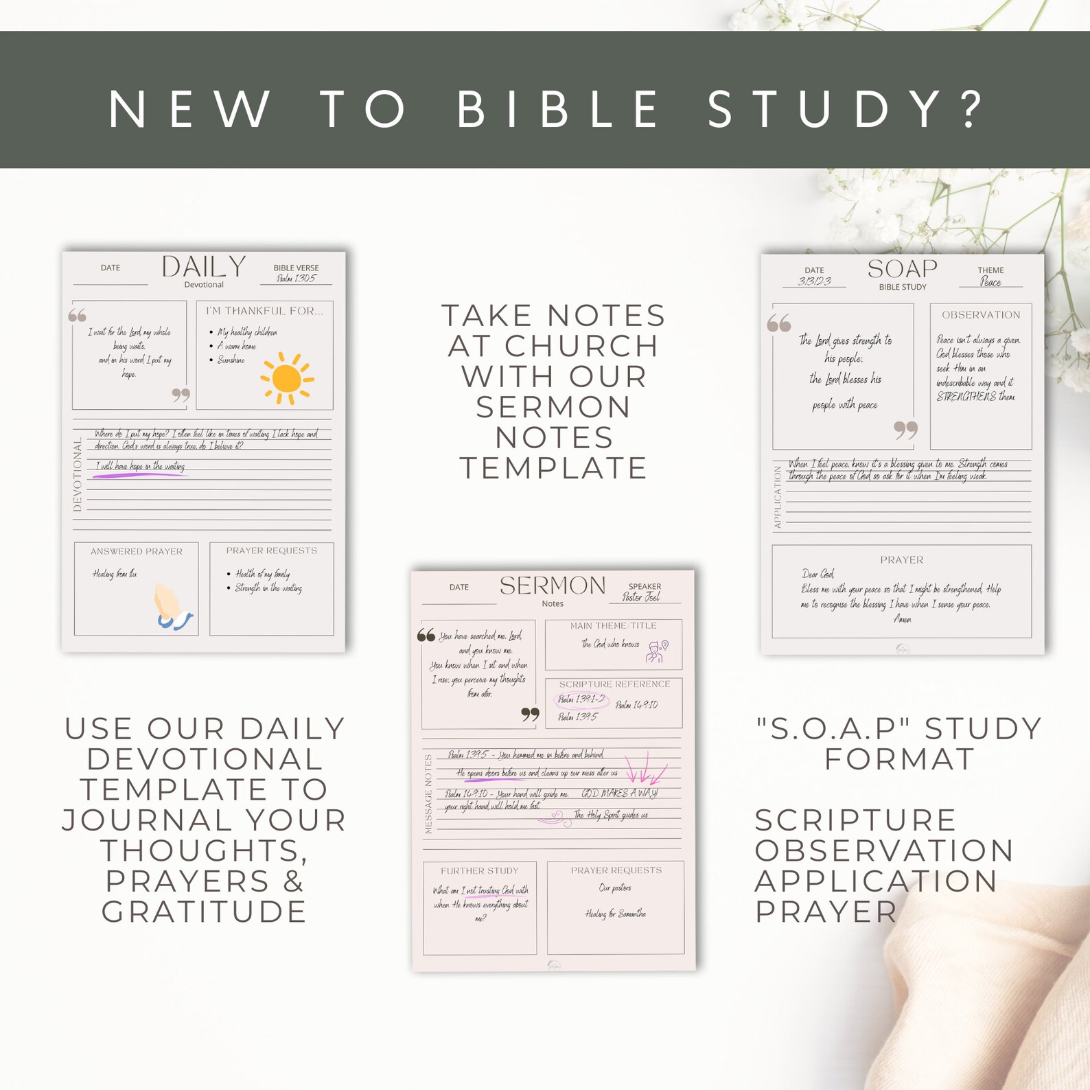 Bible Study Bundle Digital Bible Study Guide Printable Bible Notes ...
