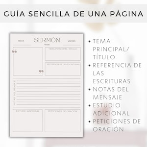 Sermón Notas Printable Spanish Sermon Note Template Church Note Taking ...