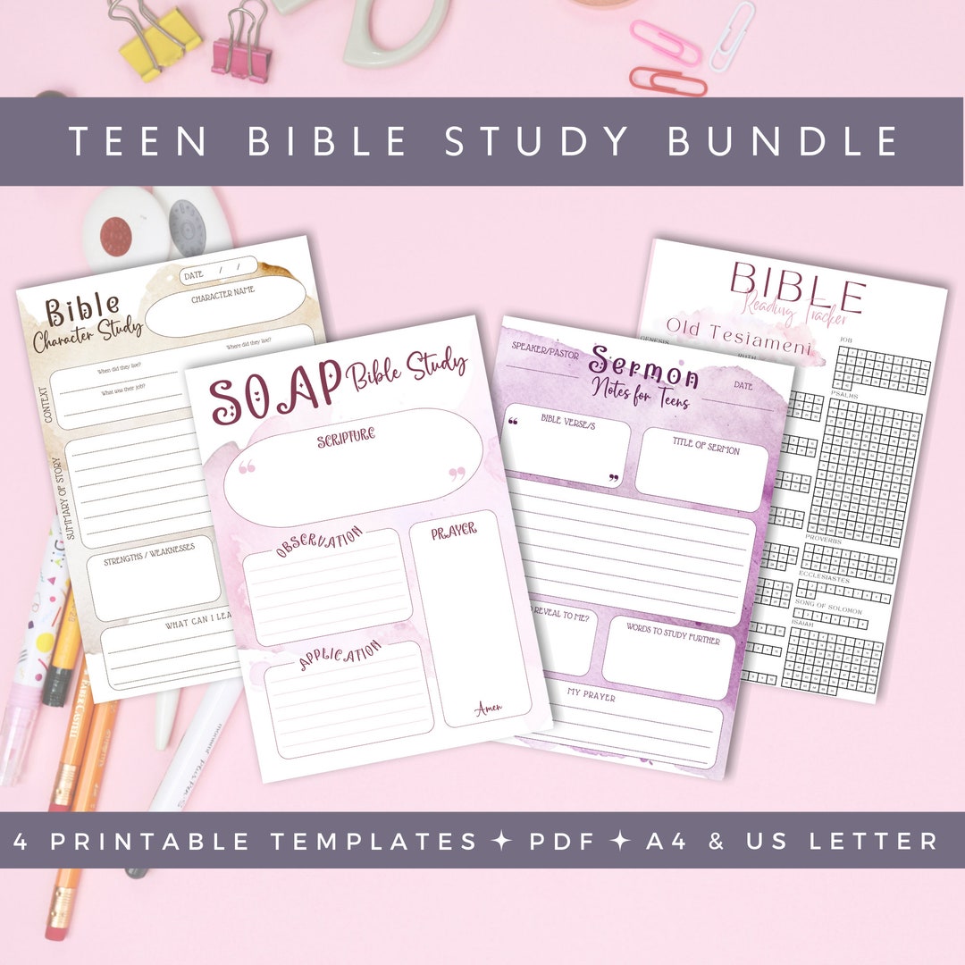 Teen Bible Study Bundle Teenagers Printable Bible Study Teens Template ...