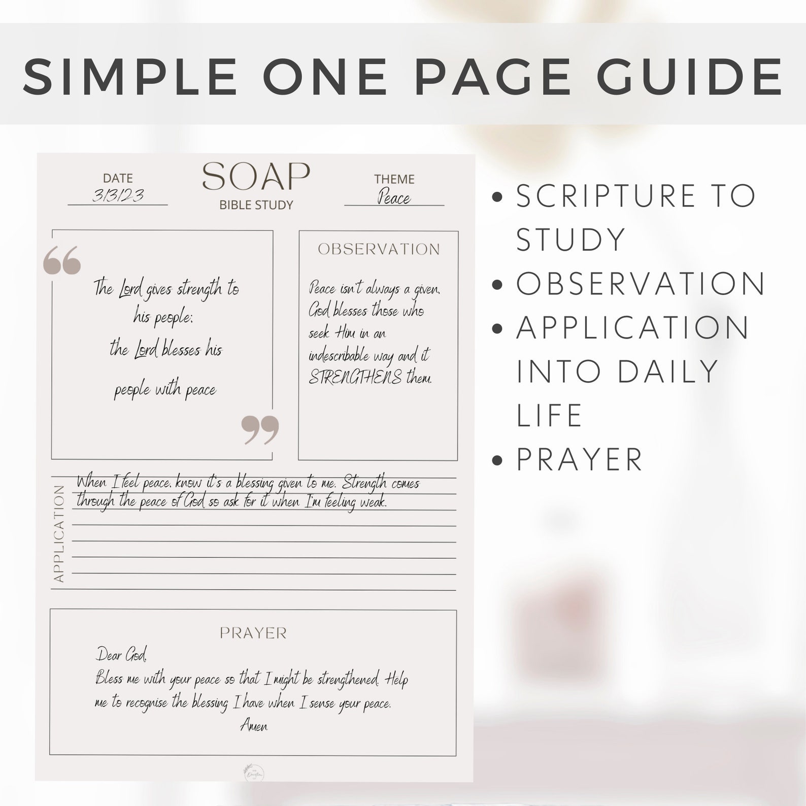Printable SOAP Bible Study Template SOAP Study Method Bible Study ...