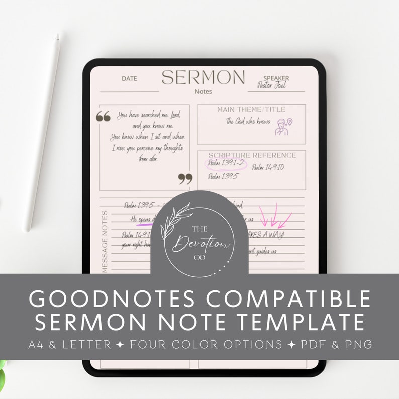 Digital Sermon Note Template Sermon Note Printable Church Notes PDF ...