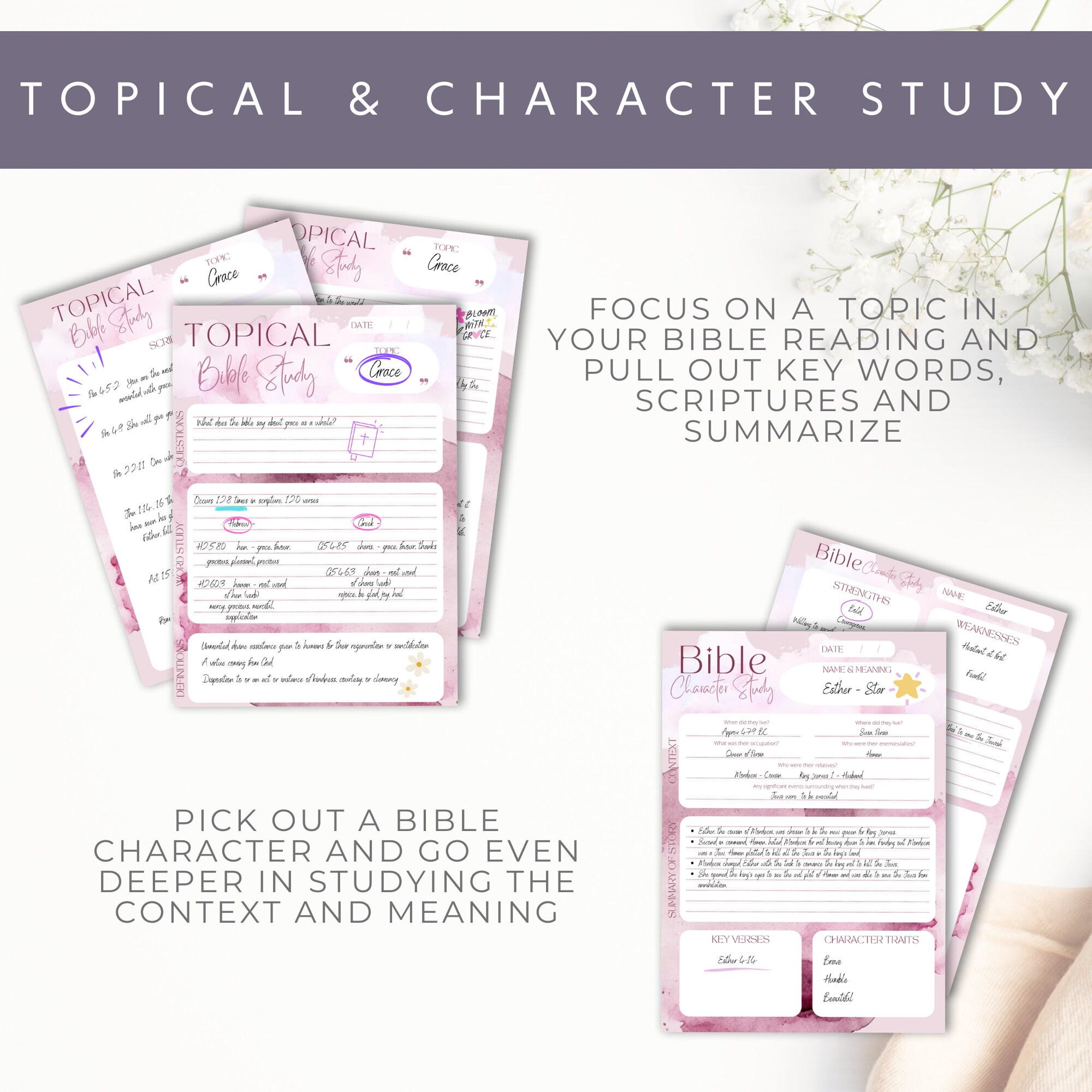 Guided Bible Study Template Printable Bible Study Bundle Sheets Bible ...