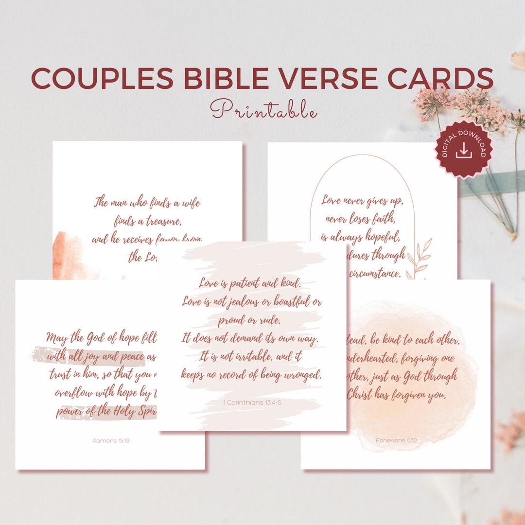 Love Scripture Cards Printable Couple Bible Verse Card Digital Marriage ...