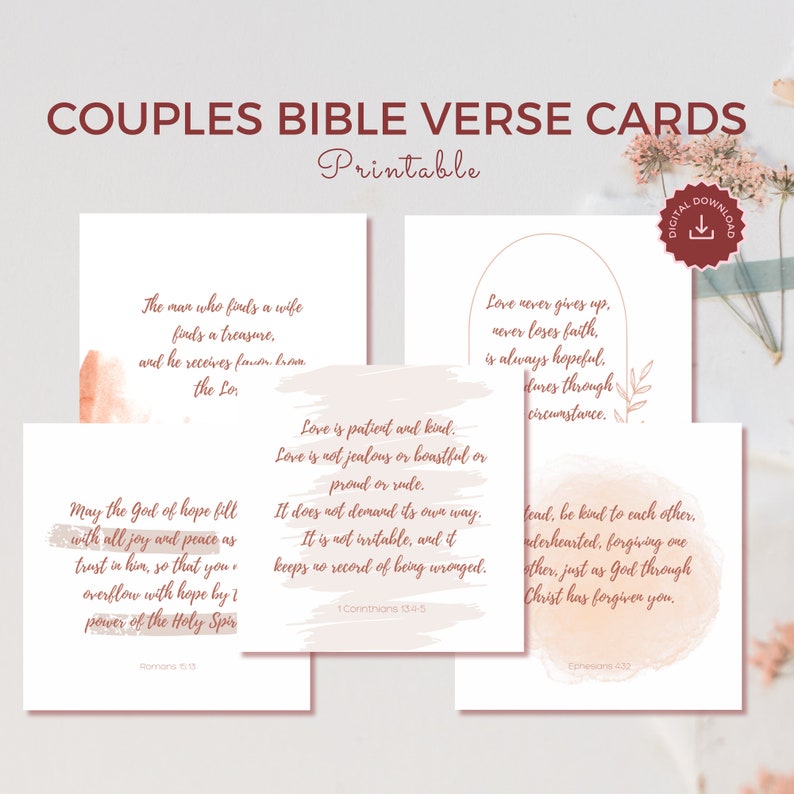 Love Scripture Cards Printable Couple Bible Verse Card Digital Marriage ...