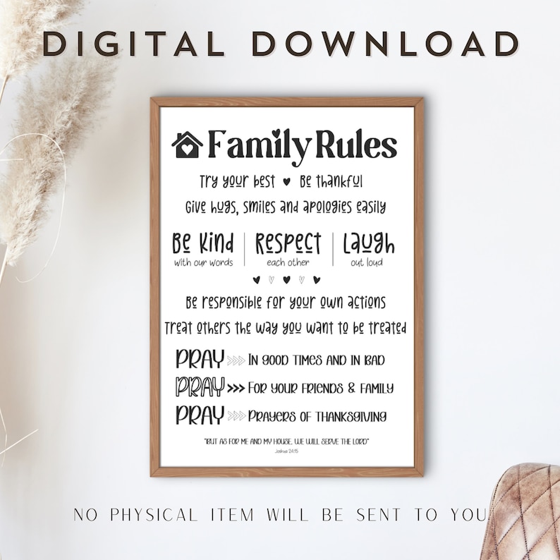 Printable Family Rules Playroom Modern Wall Art Kids Behavior Poster ...