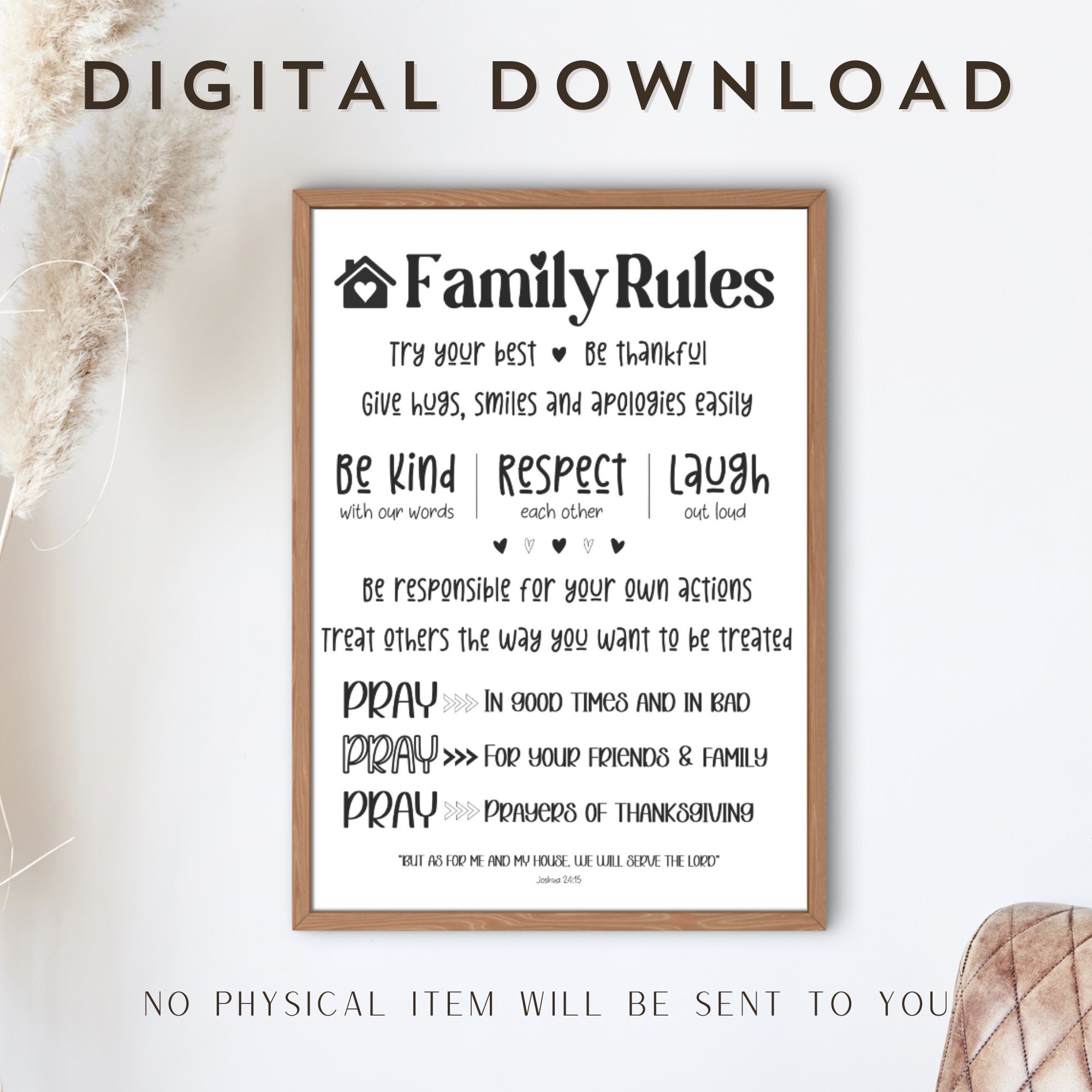 Printable Family Rules Playroom Modern Wall Art Kids Behavior Poster ...