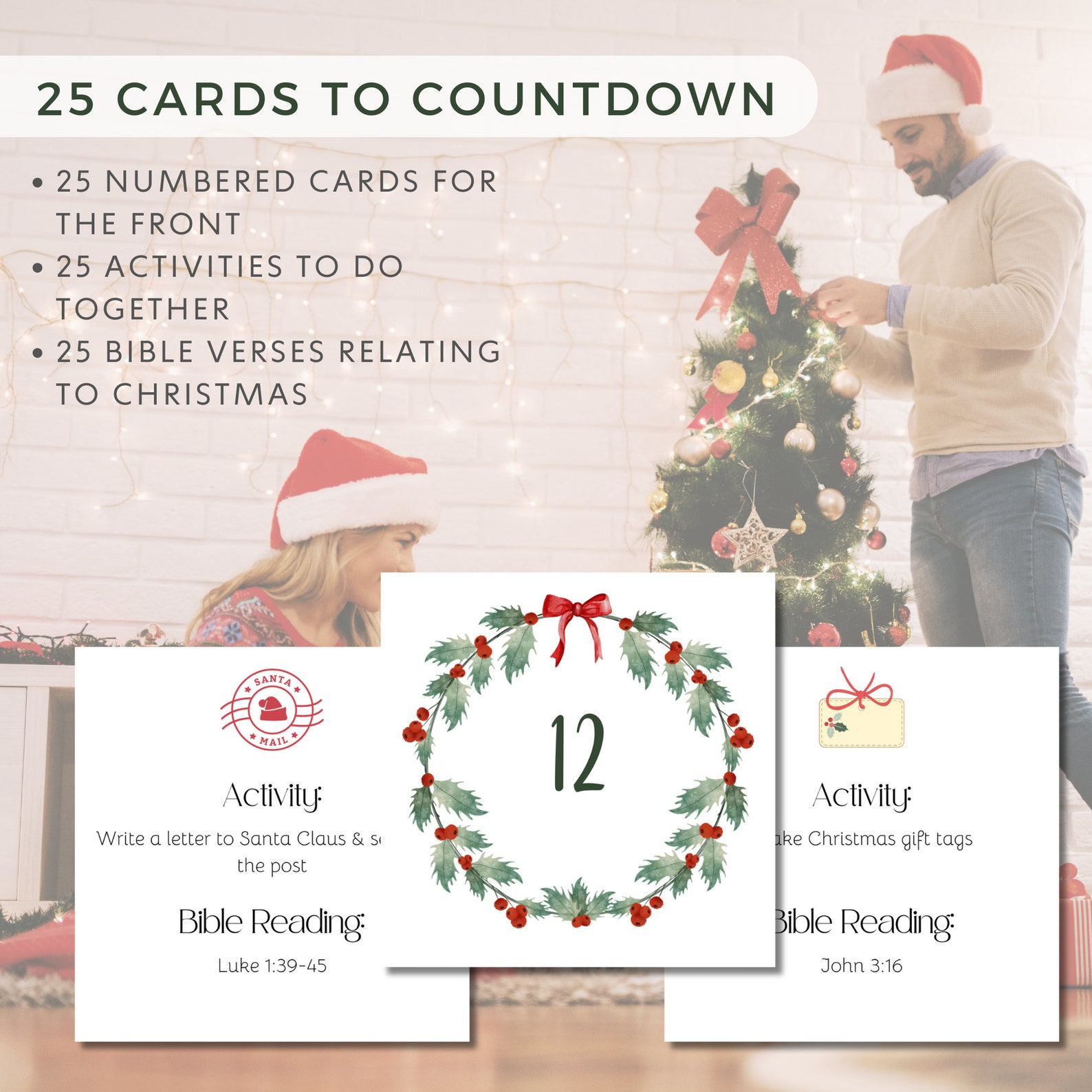 Christmas Advent Activity Card Christmas Countdown Printable Advent ...