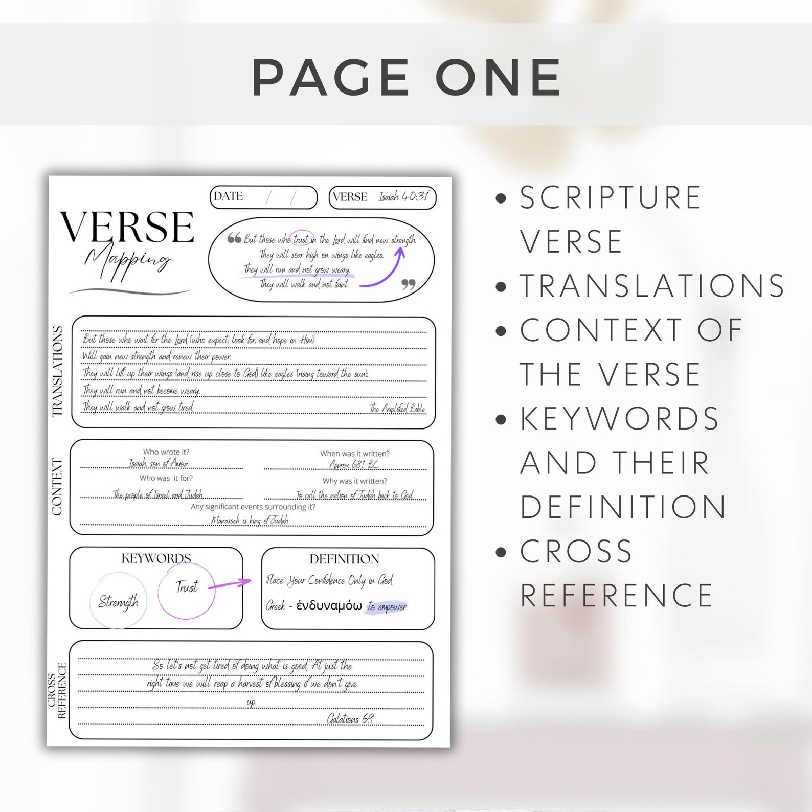 Verse Mapping Template for Bible Study Printable Scripture Study ...